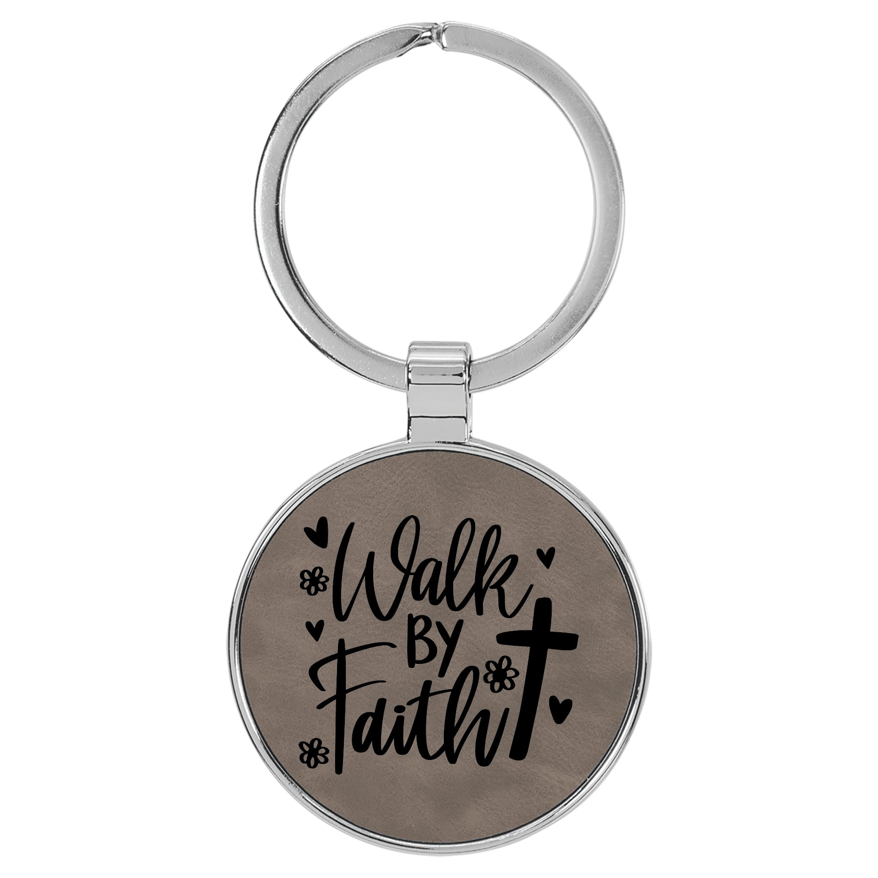 Enthoozies Walk by Faith Religious Gray Laser Engraved Leatherette ...