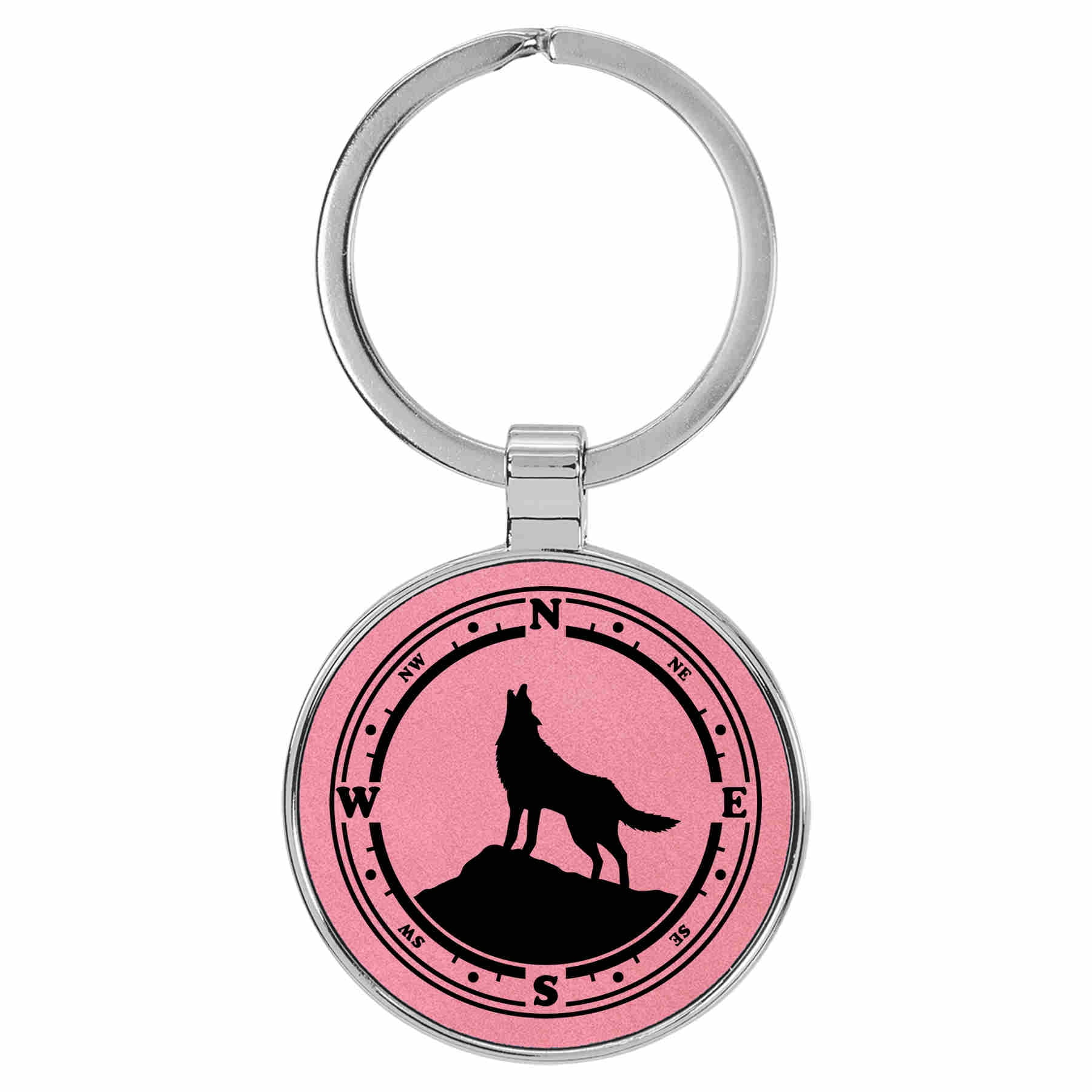 Enthoozies Wolf Compass Animal Nature Pink Laser Engraved Leatherette ...