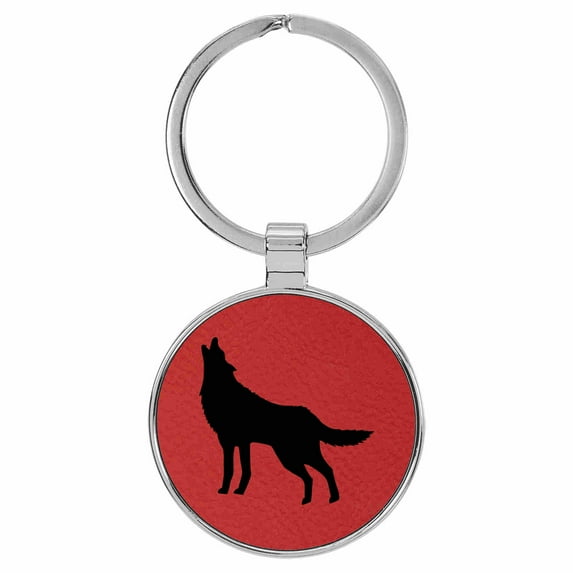 Enthoozies Wolf Howling Animal Nature Red Laser Engraved Leatherette ...
