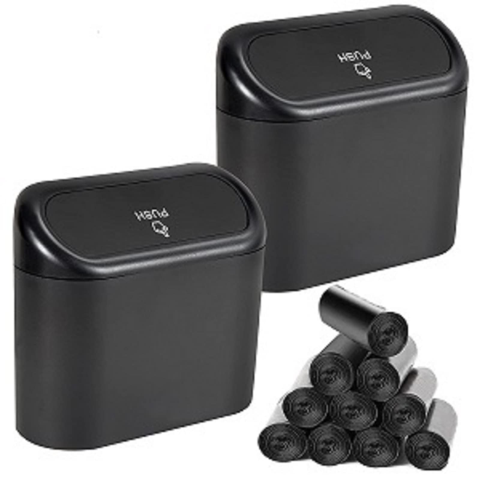 EnthuLove 2 Packs Mini Car Trash NSD3 Can Bin with Lid and 150pcs Trash ...