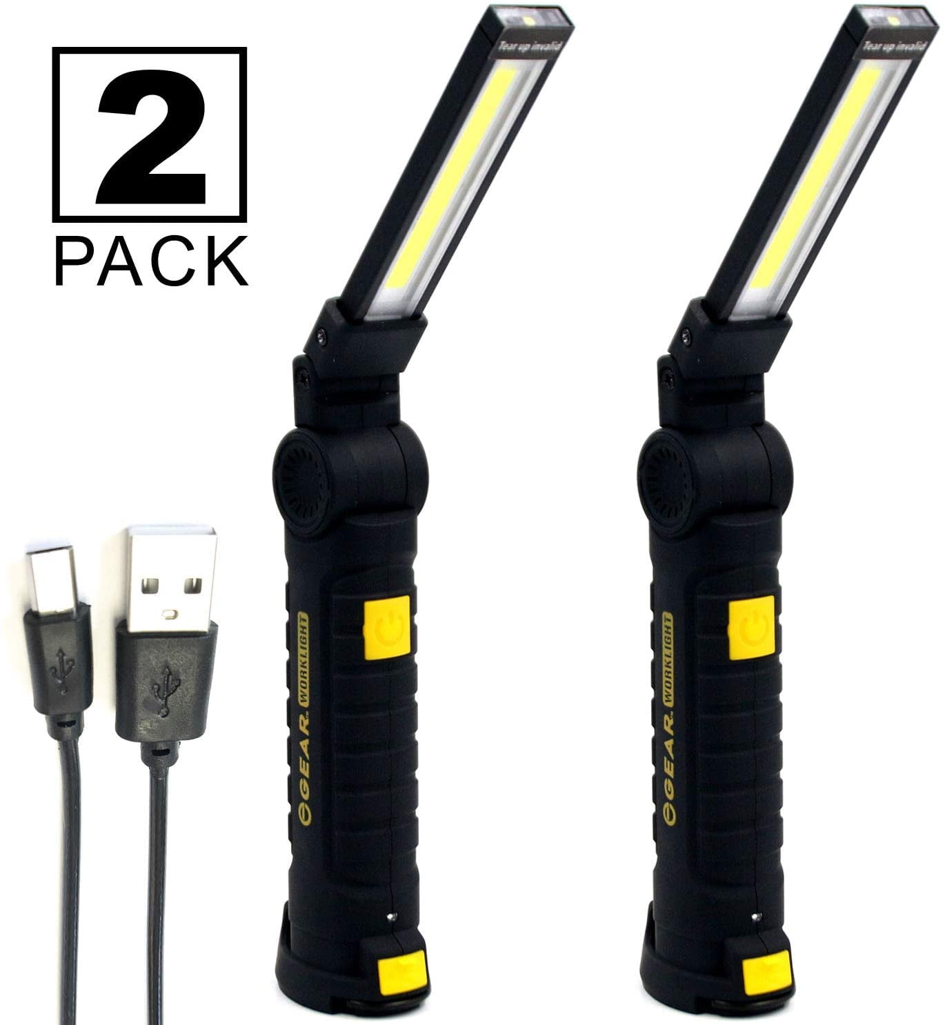 Enthusiast Gear LED Work Light - USB Rechargeable COB Flashlight with ...