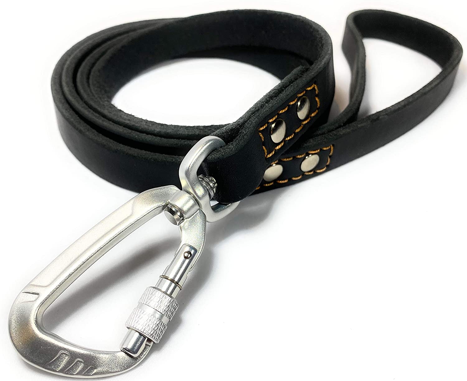 Enthusiast Gear Leather Dog Leash with Locking Carabiner | Strong and ...
