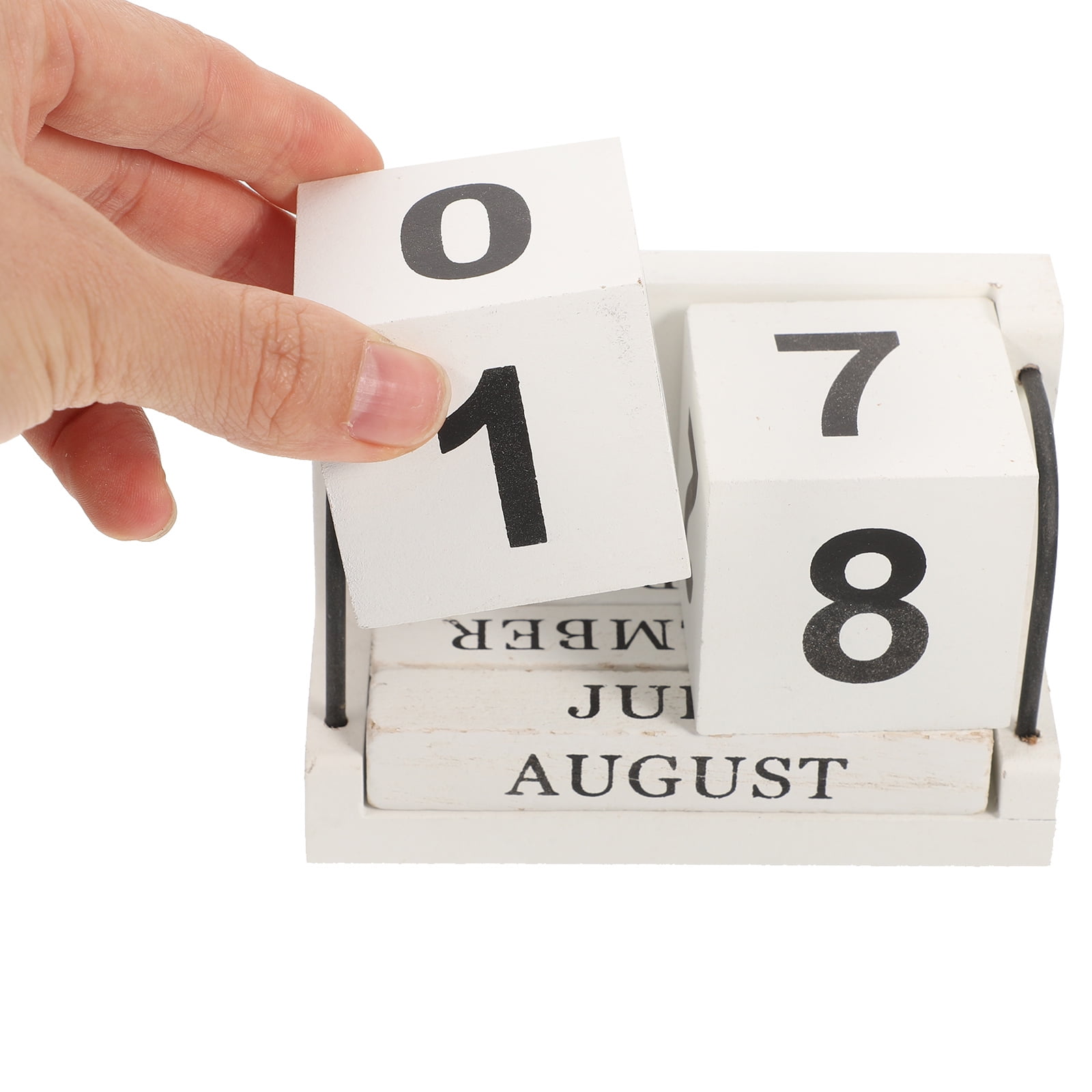 Entireivity 1 Set Vintage Wood Calendar Block Home Office Desk Wooden ...