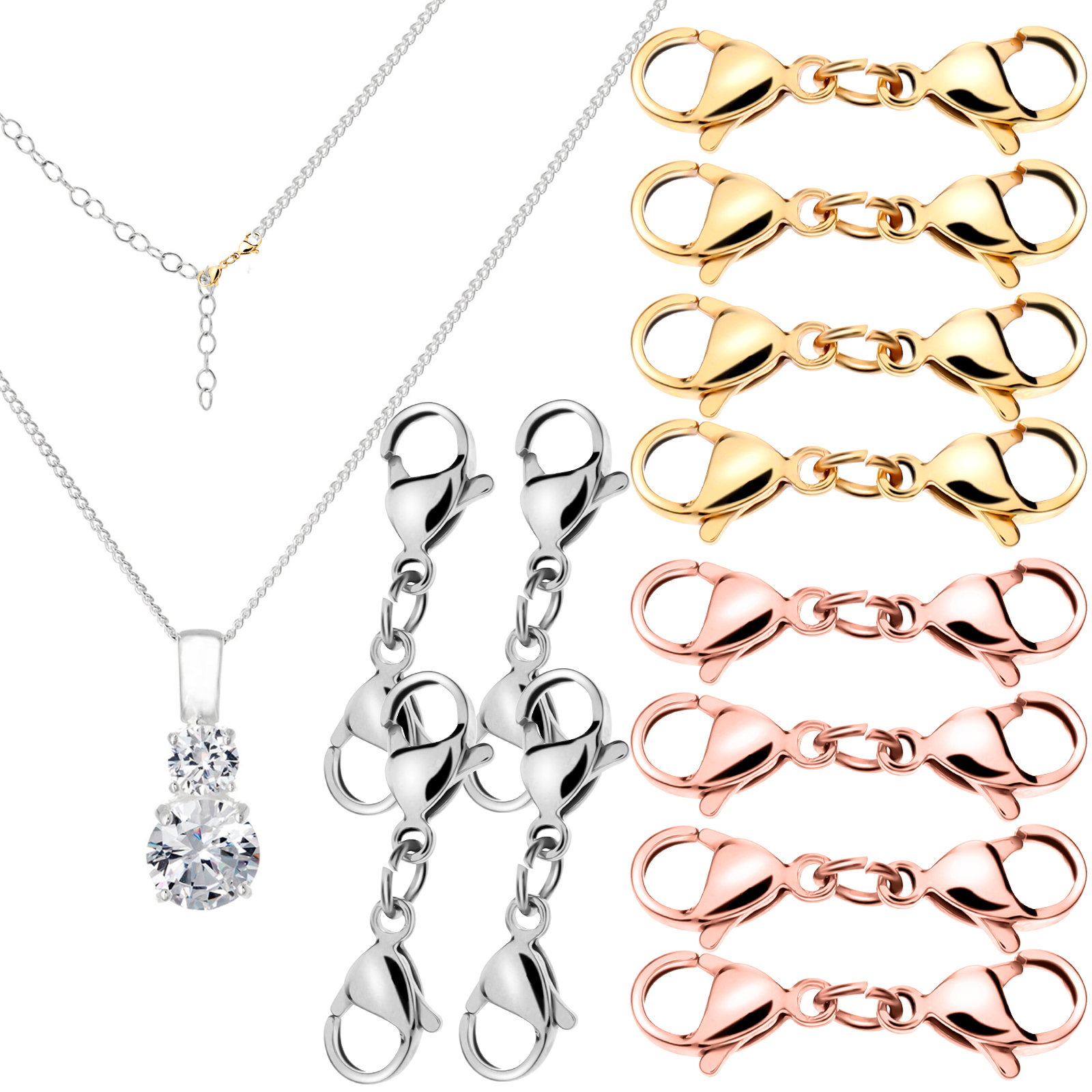 Entireivity 12 Pcs Double Lobster Clasps Bracelet Clasps Replacement ...