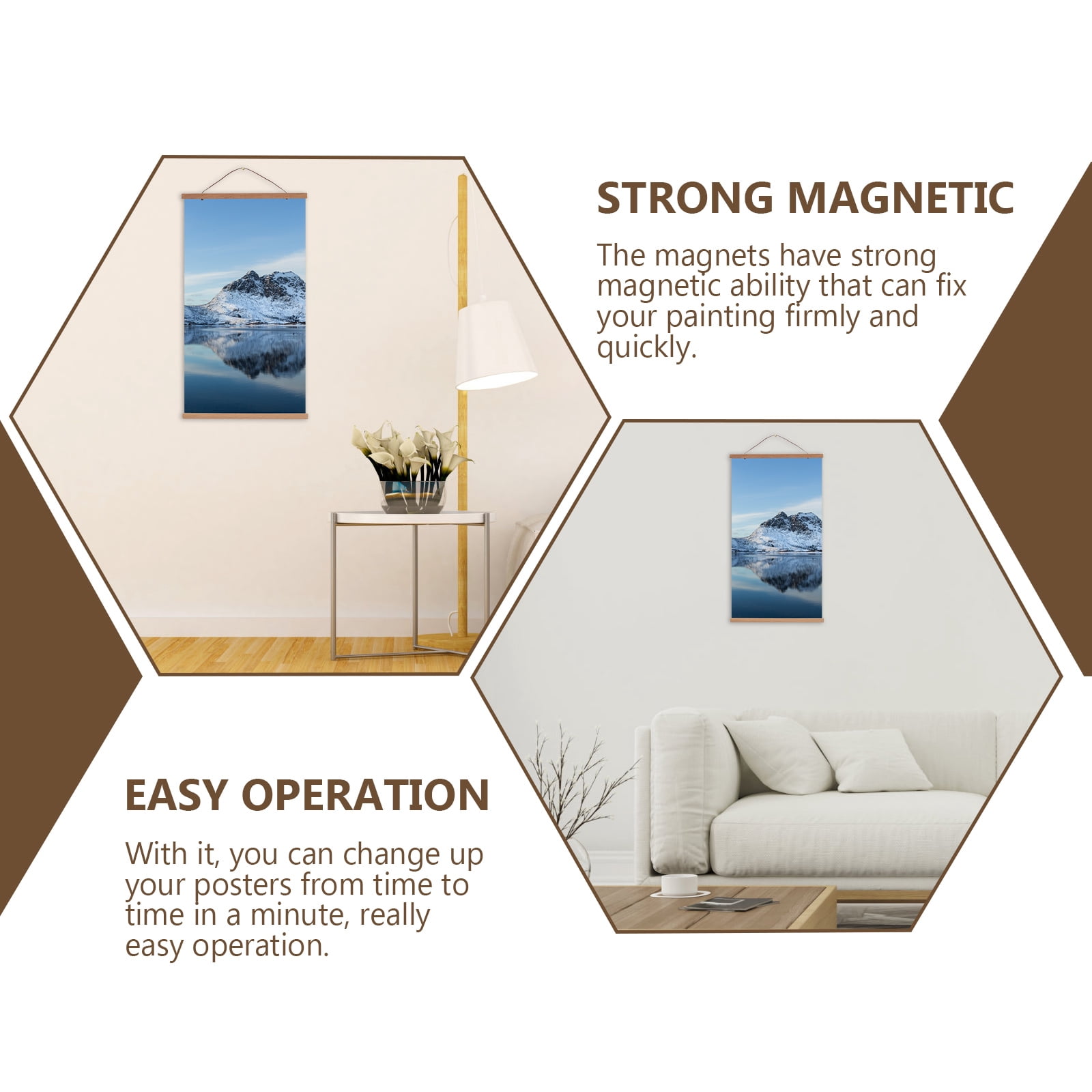 Entireivity 1set Scroll Calendar Hanging Picture Hanging Rods Magnetic ...