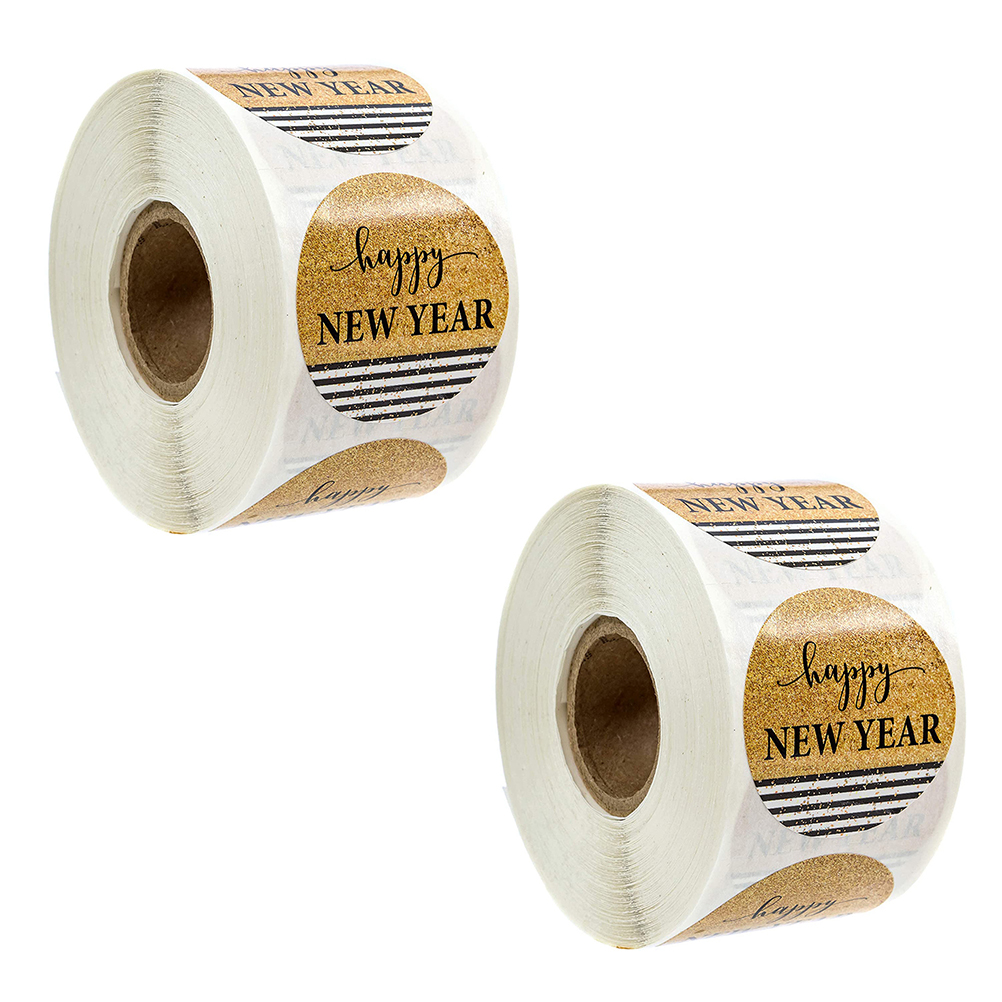 Entireivity 2 Rolls Happy New Year Self-Adhesive Sealing Stickers Gift ...