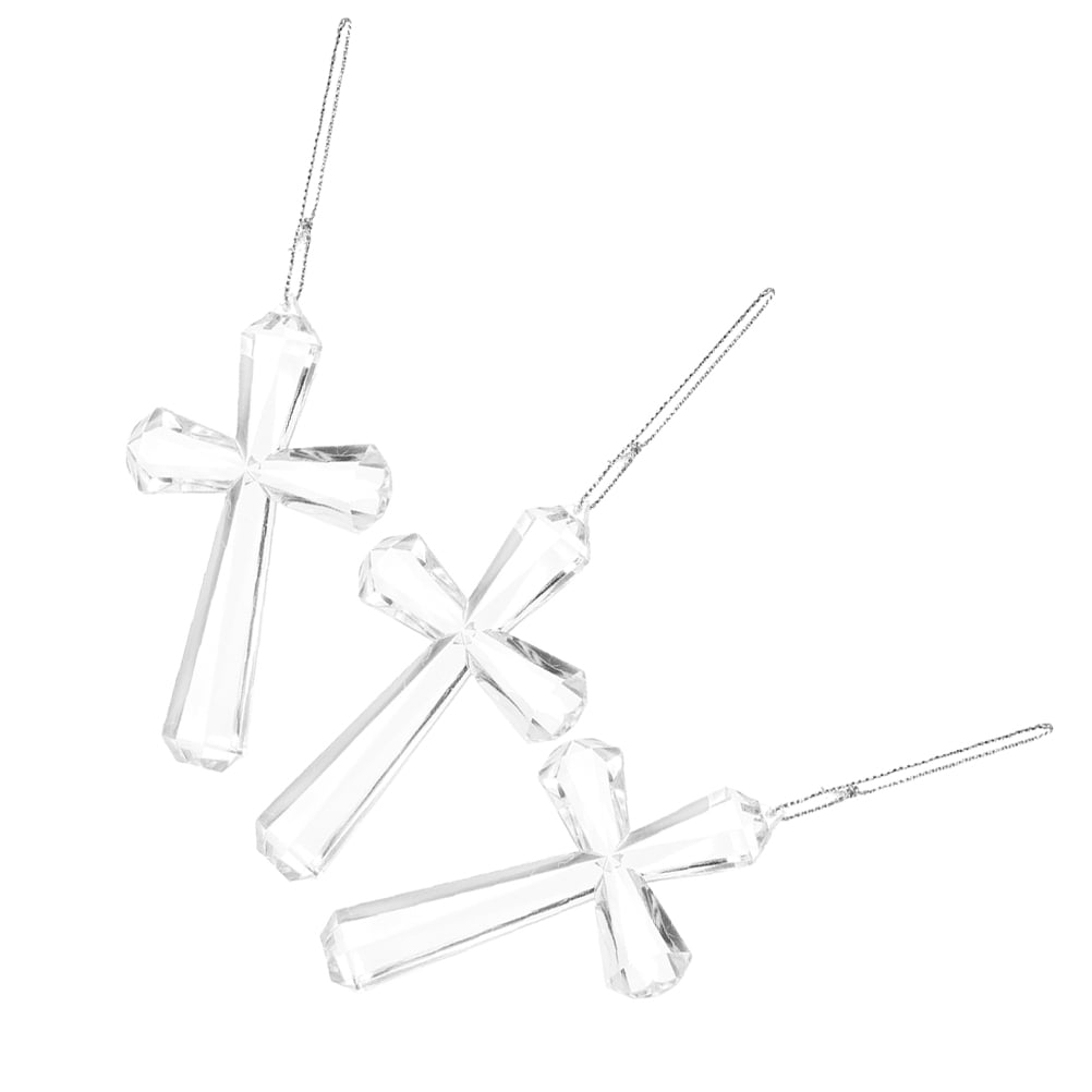 Entireivity 3Pcs Easter Hanging Cross Ornaments Clear Acrylic Cross ...
