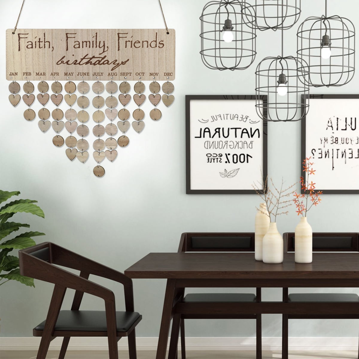 Raindrops Reminder Decor Wooden Desktop Calendar 1Set 15.7x4.7x0.2in ...