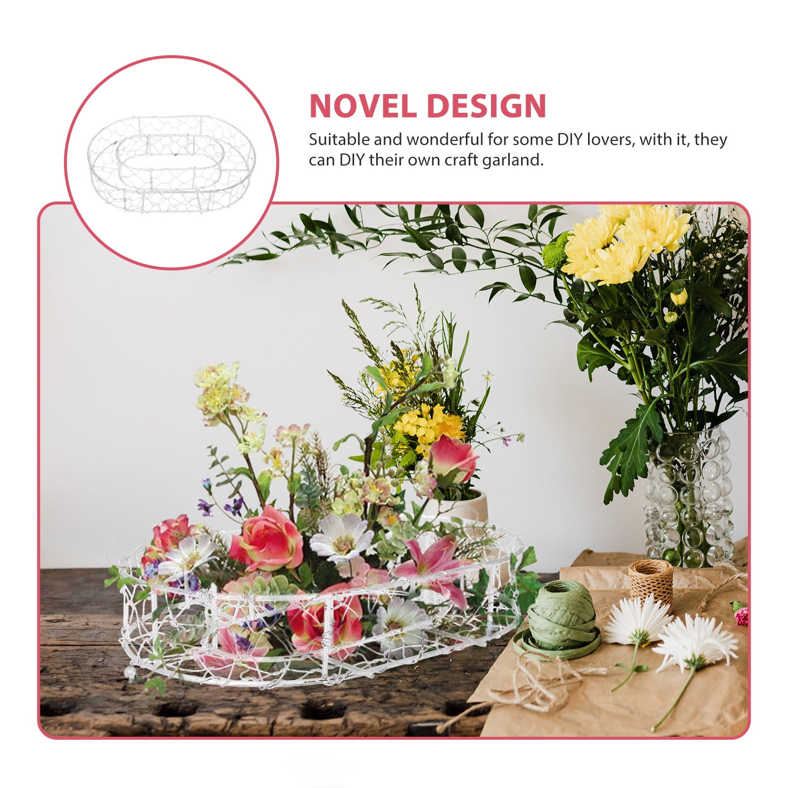 Entireivity Number Design Flower Wreath Loop Iron Art Flower Frame ...