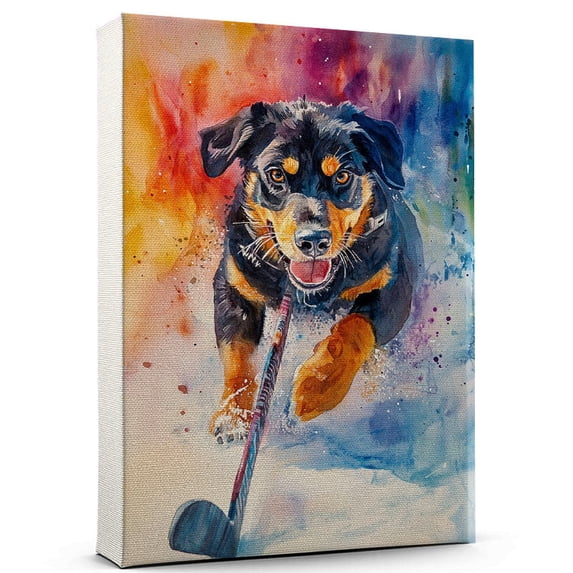 Entlebucher Mountain Dog Stretched Canvas Size 8x12 – Ice Hockey Theme ...
