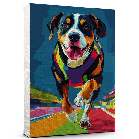 Entlebucher Mountain Dog Stretched Canvas Size 8x12 Running Canvas ...