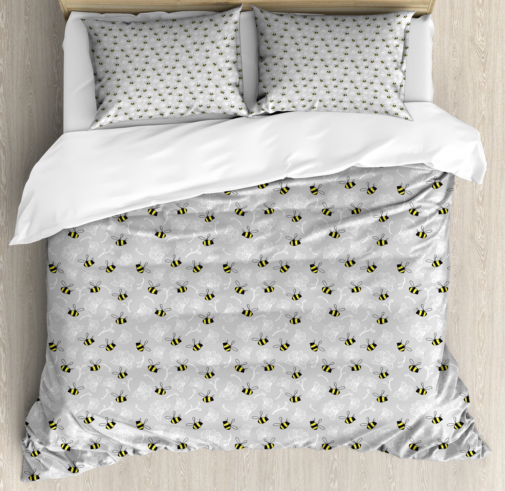 Entomology Duvet Cover Set, Print of Bumblebee Buzzing Around Orchids ...