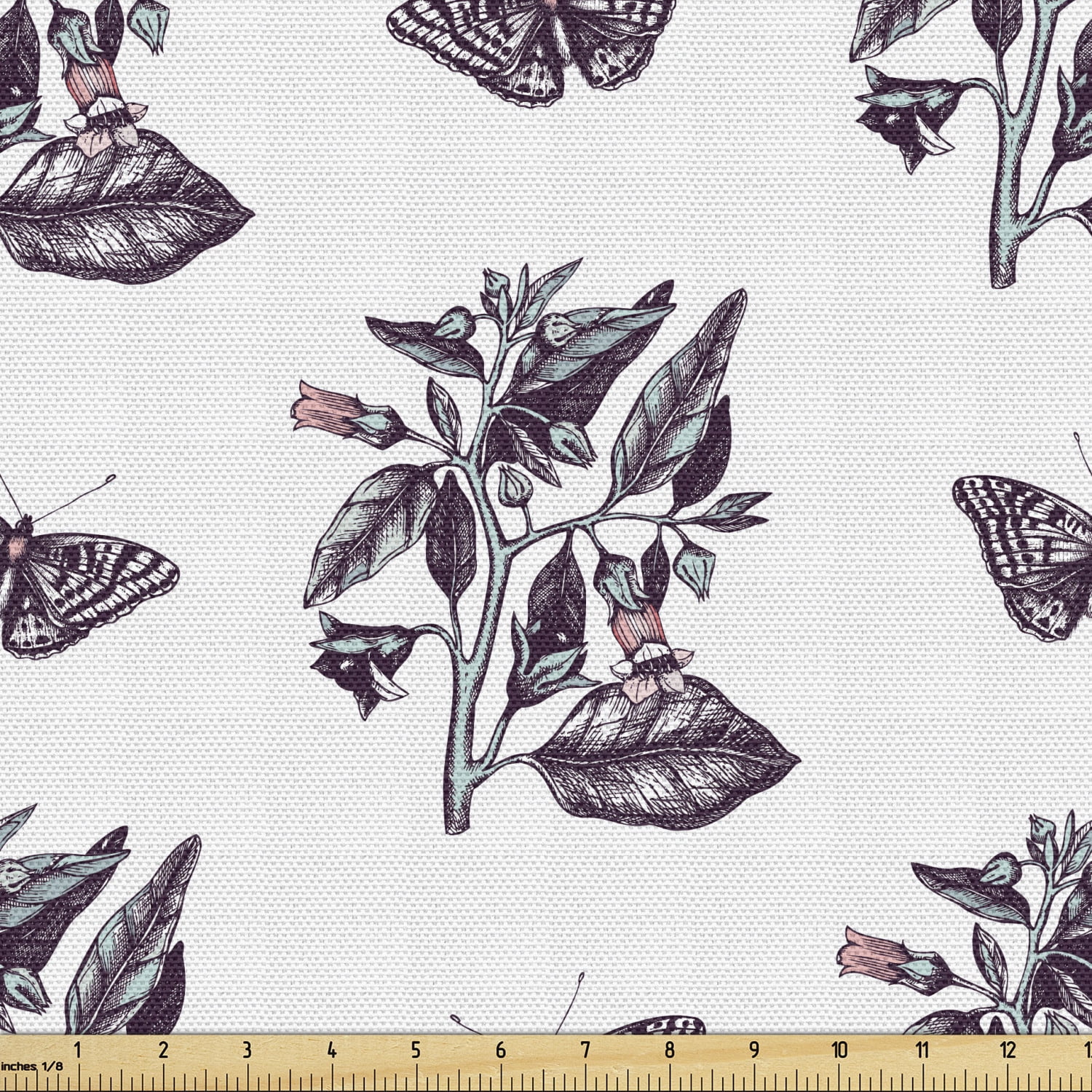 Ambesonne Entomology Fabric by the Yard Upholstery, Butterflies ...
