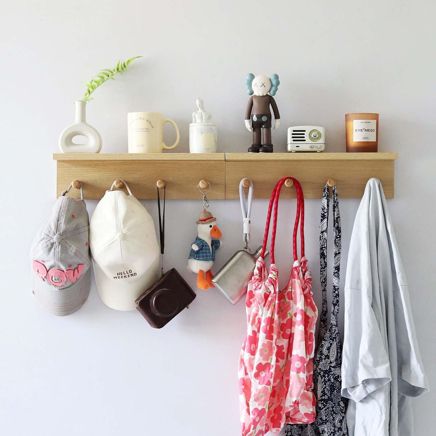 Entrance Coat Rack ，Coat Hooks, Wall-Mounted Wooden Hook Rack, Wall ...