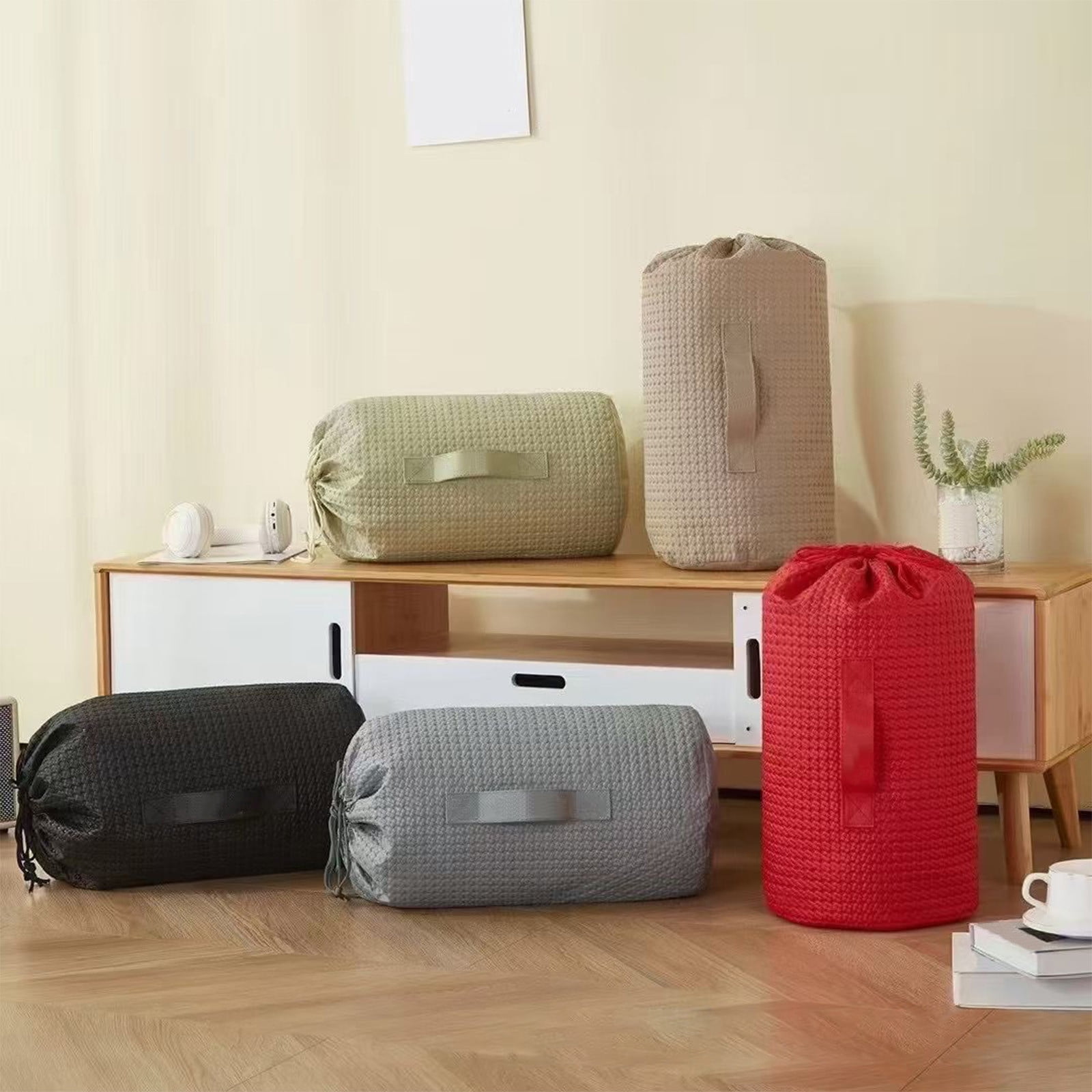 Non Woven Fabric Drawstring Storage Bag | Cylindrical Round Bottom Tote ...