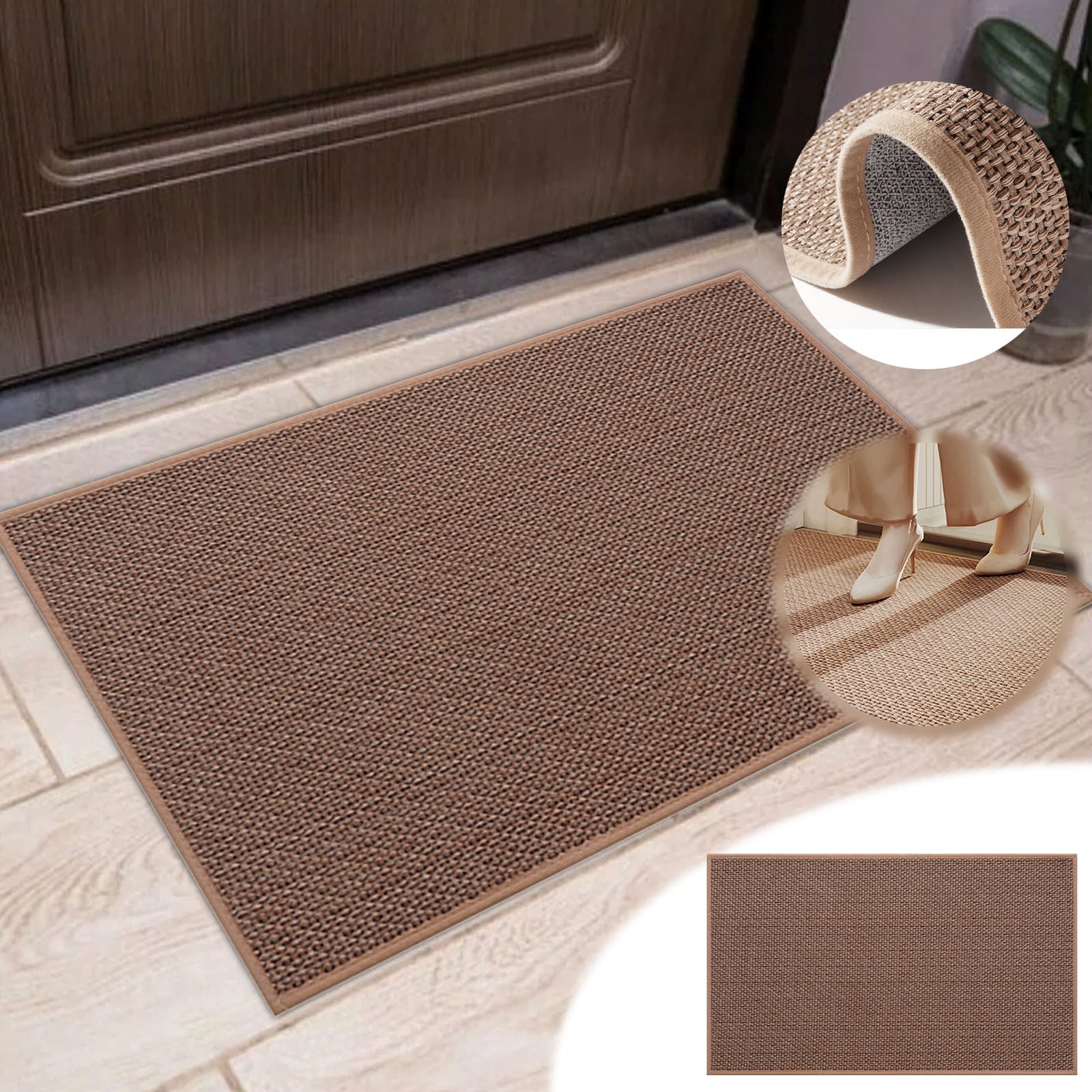 Entrance Door Woven Floor Mat, Heavy-Duty Rubber Backing, Waterproof ...