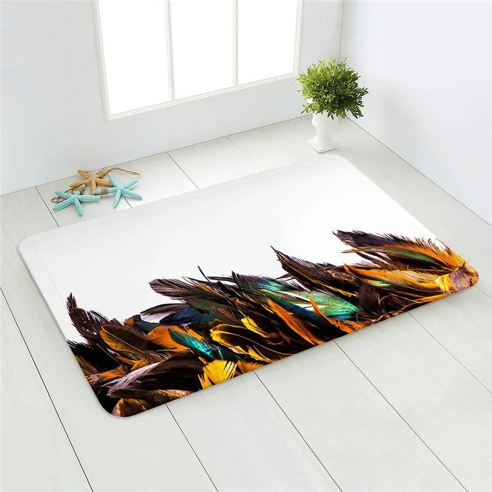 Entrance Doormat Decor Kitchen Bedroom Feather Carpet Bathroom Anti ...