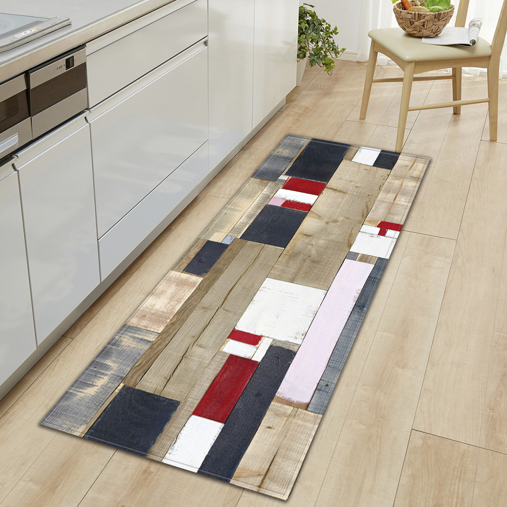 Entrance Doormat Kitchen Mat Wood Grain Bath Hallway Non-Slip Foot Rug ...