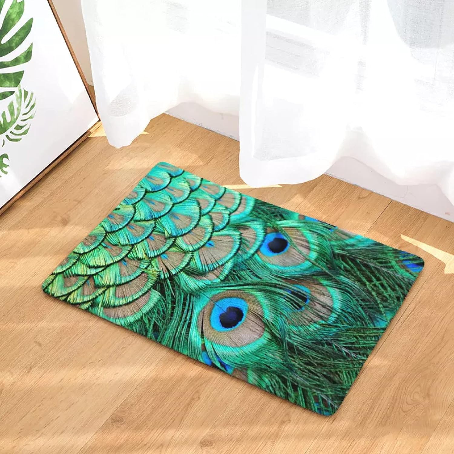 Entrance Fashion Carpet Carpet Peacock Feather Print Bedroom Door ...
