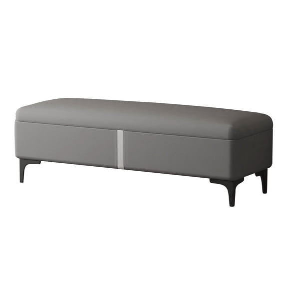 Entrance Hall Long Bench with Storage,Faux Leather Storage Ottoman Flip ...