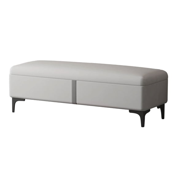 Entrance Hall Long Bench with Storage,Faux Leather Storage Ottoman Flip ...