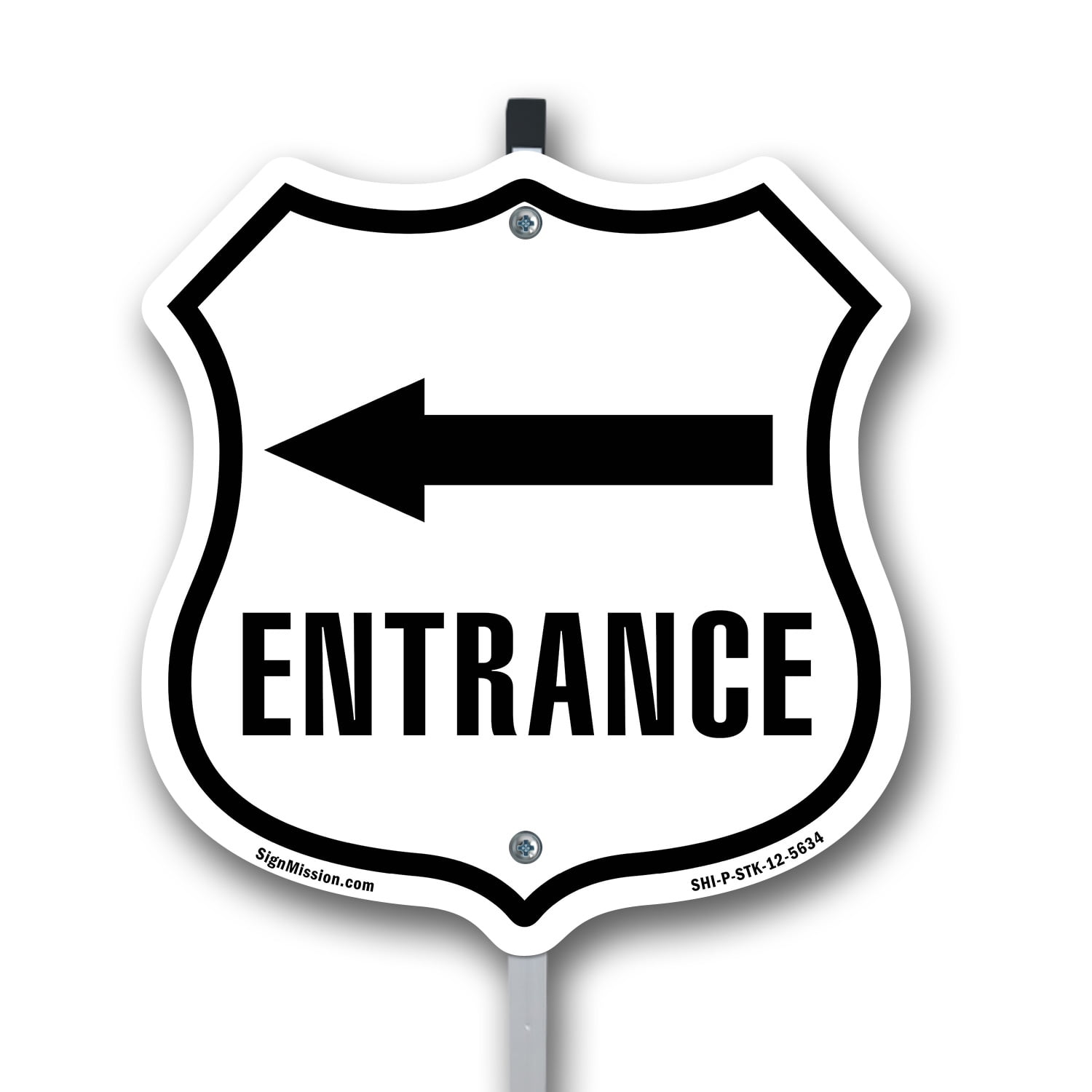 Entrance Left 12 inch X 12 inch Shield Shaped Commercial Grade Plastic ...