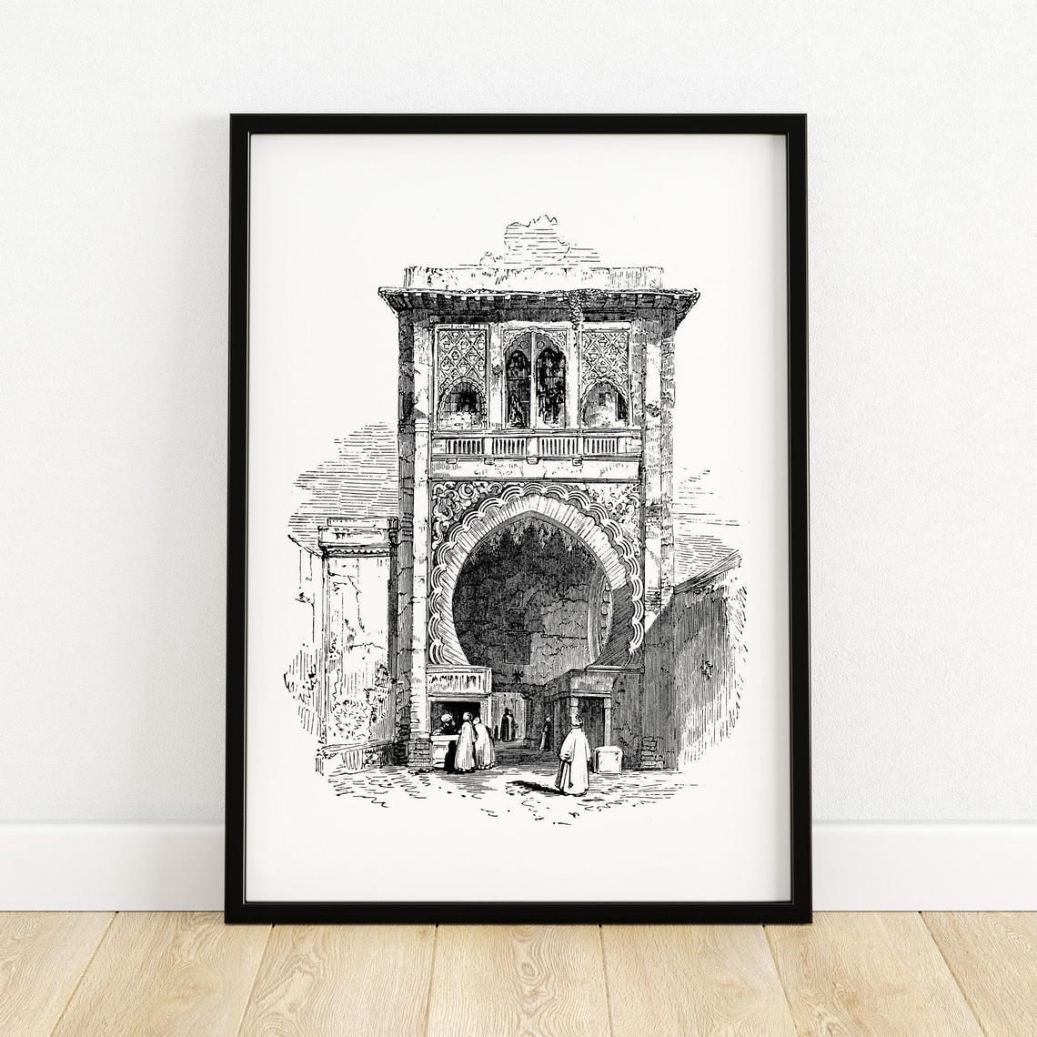 Entrance To A Moorish Bazaar - Architectural Illustration - Historical ...