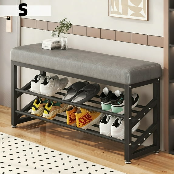 Entrance Passage Shoe Changing Stool, Shoe Rack with Soft Shoe Storage ...