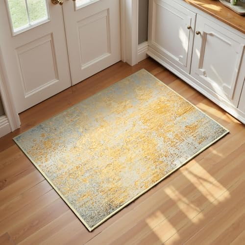 Entrance Rugs Indoor 2x3 Orange, Silver & Gray Entry Rug Washable ...