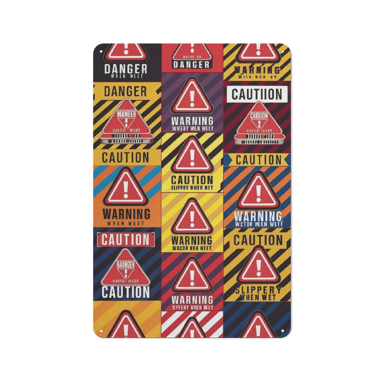 Vibrant Mosaic of "Danger" and "Caution" Warnings Metal Tin Sign ...