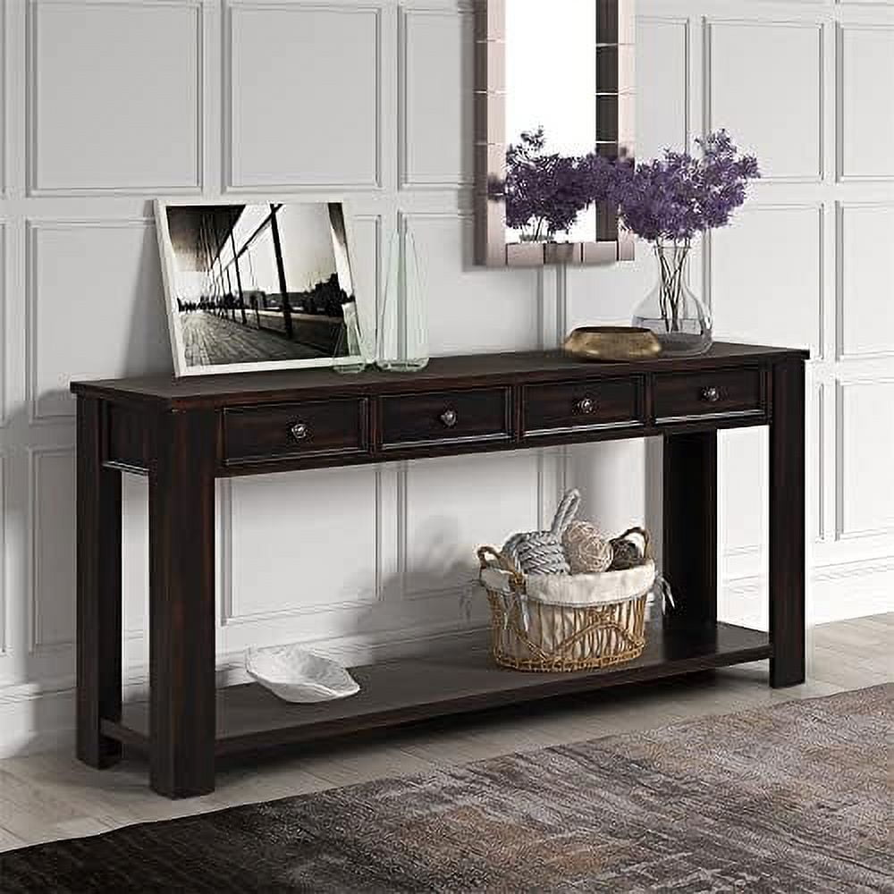 Entrance Sofa Pine Console Table with 3 Dawers and 2 Shelves(Blue ...