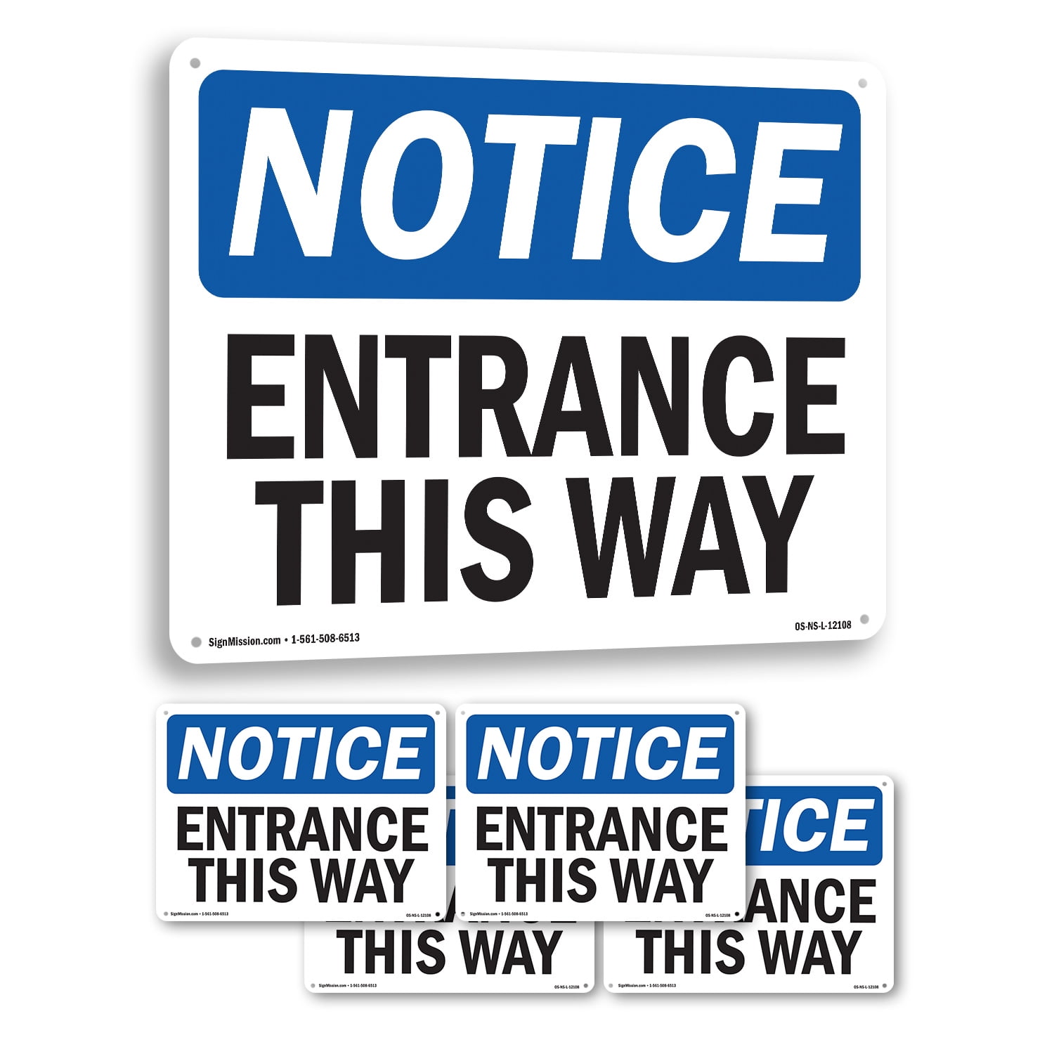 Entrance This Way OSHA Notice Rigid Plastic Sign 10 Inch x 7 Inch - 5 ...