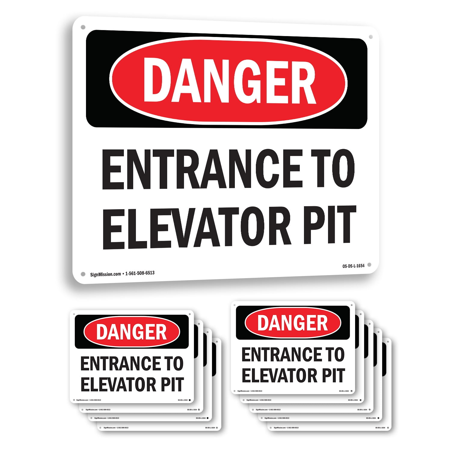 Entrance To Elevator Pit OSHA Danger Rigid Plastic Sign 10 Inch x 7 ...