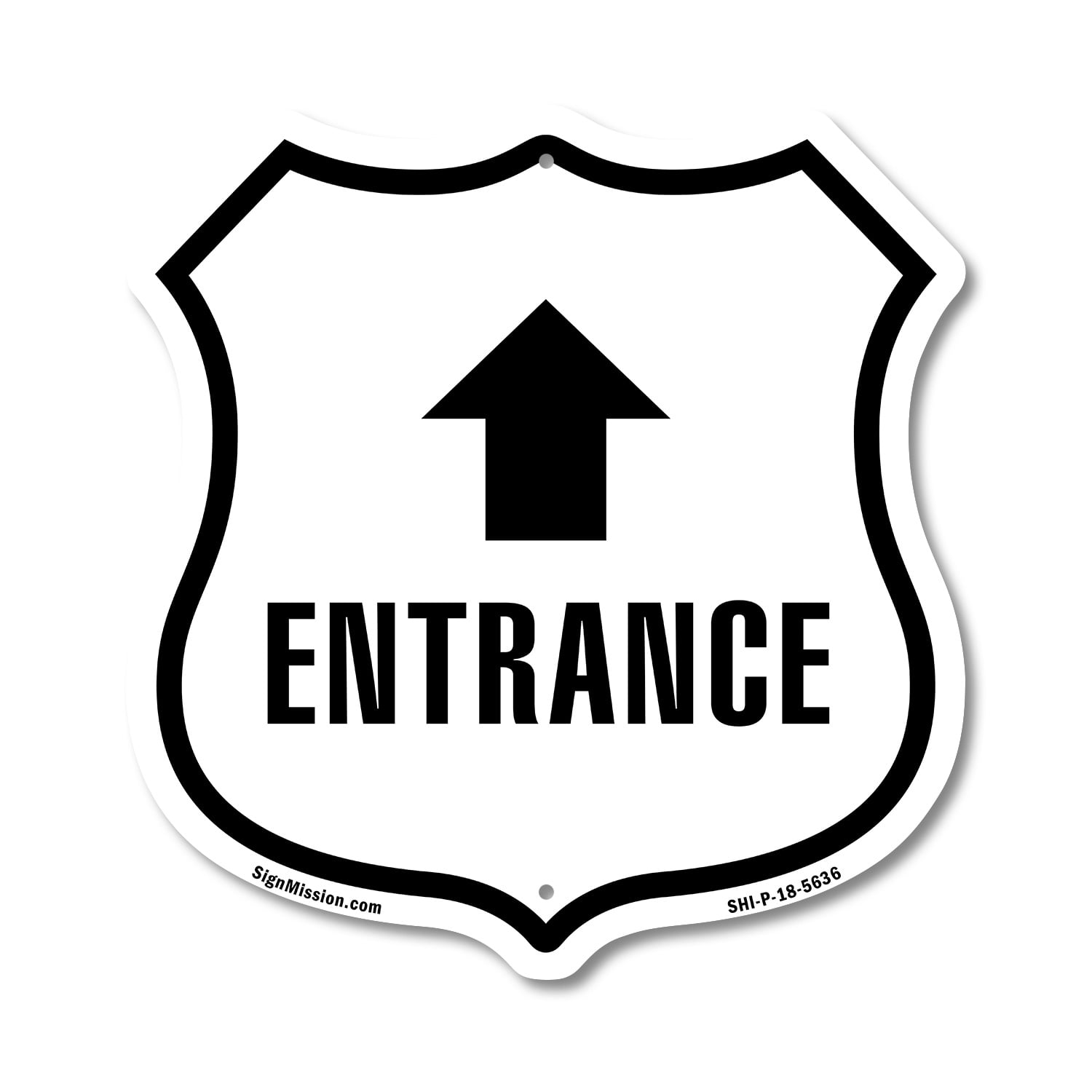 Entrance Up 18 inch X 18 inch Shield Shaped Commercial Grade Plastic ...