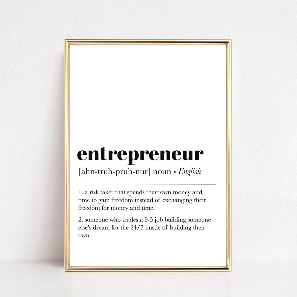 Entrepreneur Definition Wall Art, Office Wall Art, Entrepreneur Gift ...
