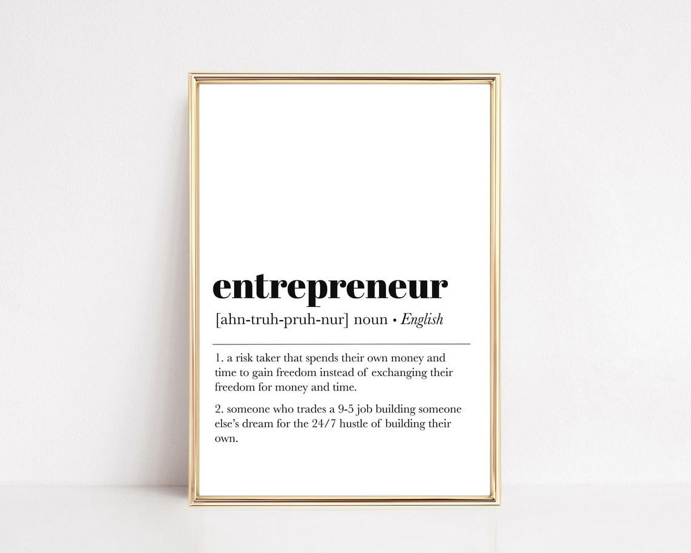 Entrepreneur Definition Wall Art Office Wall Art Entrepreneur Gift ...