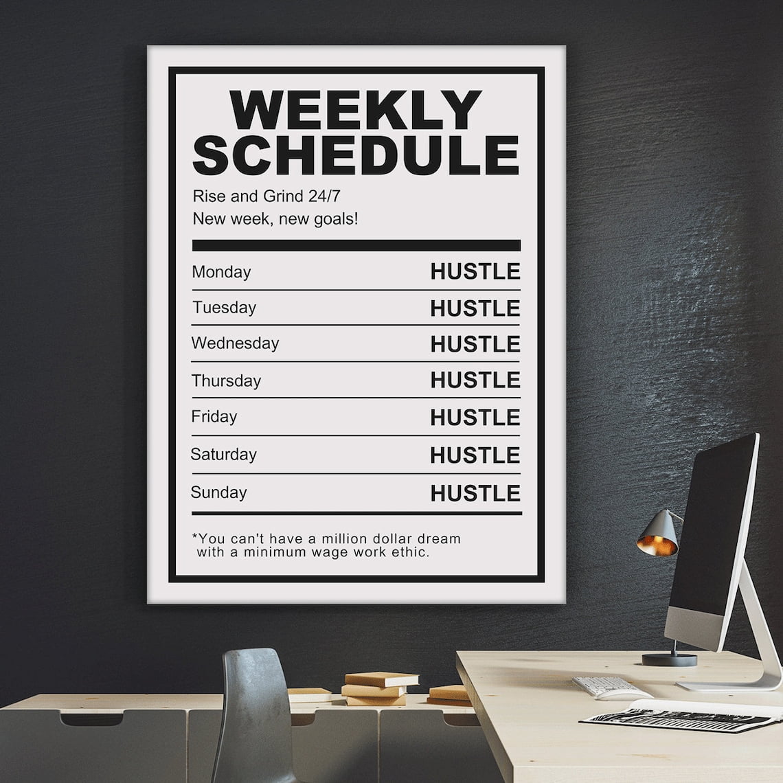 Entrepreneur Schedule Wall Art, Office Motivational Poster, Goal ...