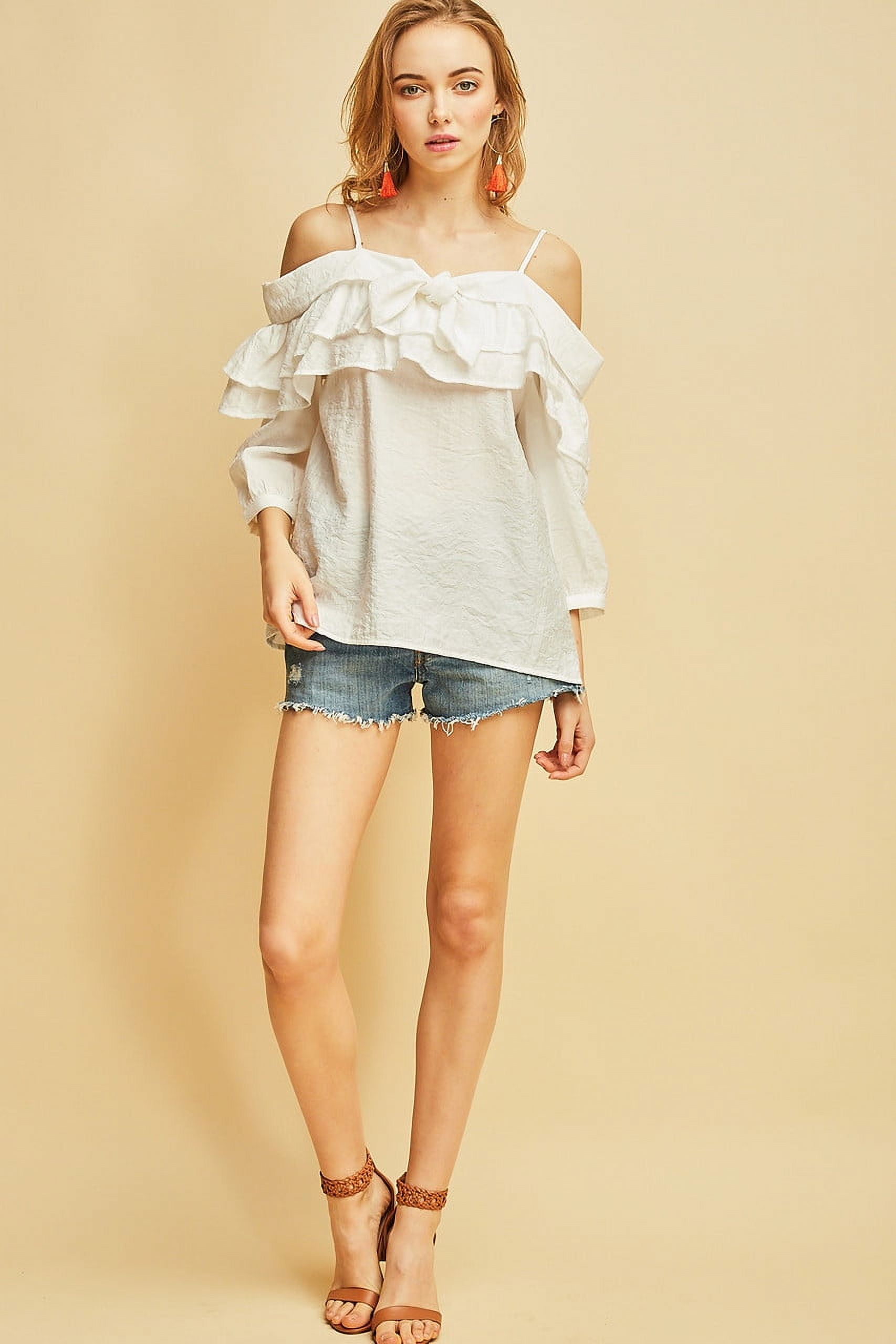Entro Off Shoulder Adjustable Strap Top Off White (Large) - Walmart.com