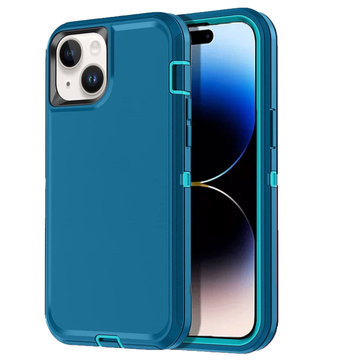 Entronix Heavy Duty Case Designed for iPhone 15 Shockproof Triple Layer Rugged Case, Teal ...