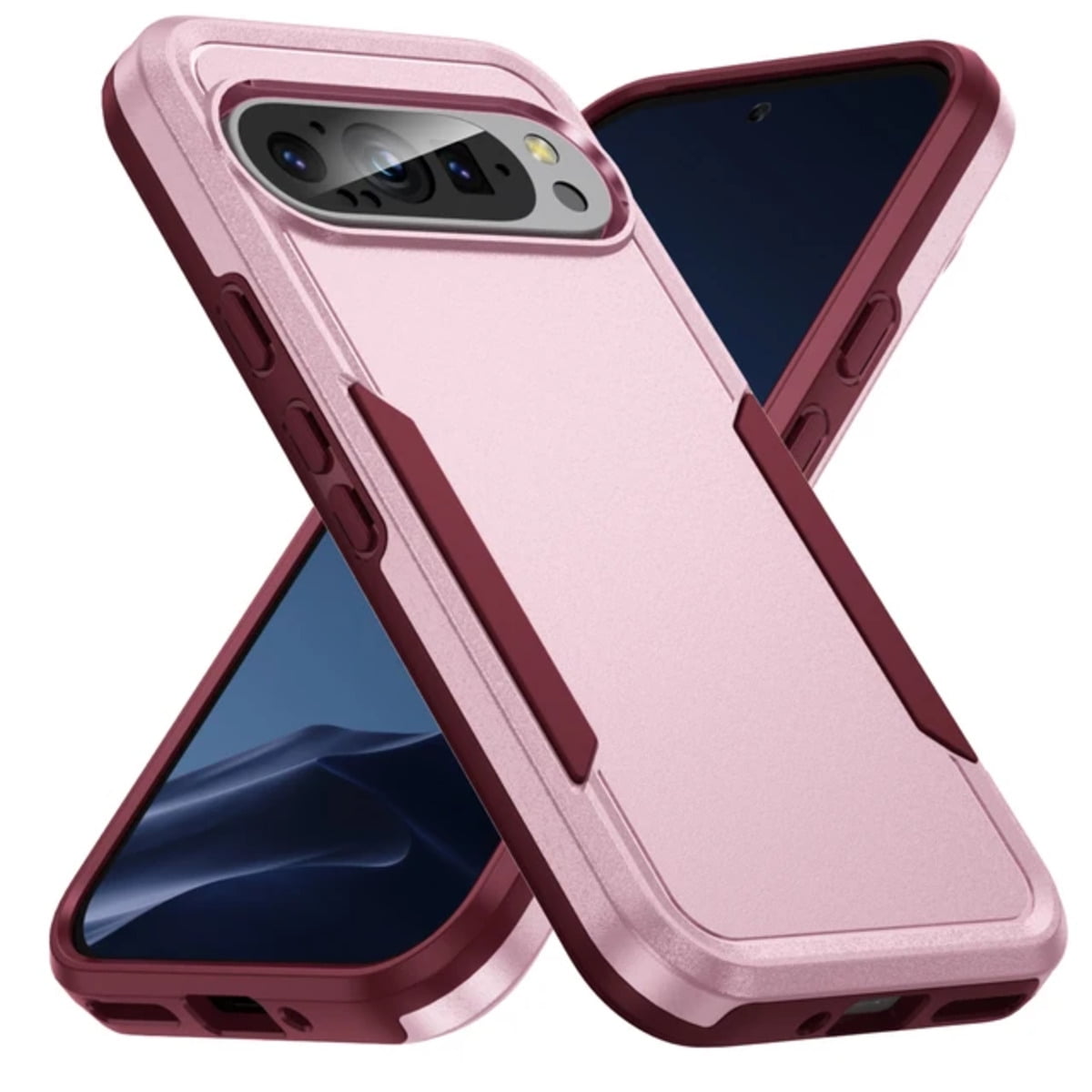 Entronix Heavy Duty Sleek Case Designed for Pixel 9/9 Pro, Shockproof Drop Protection, Pink ...