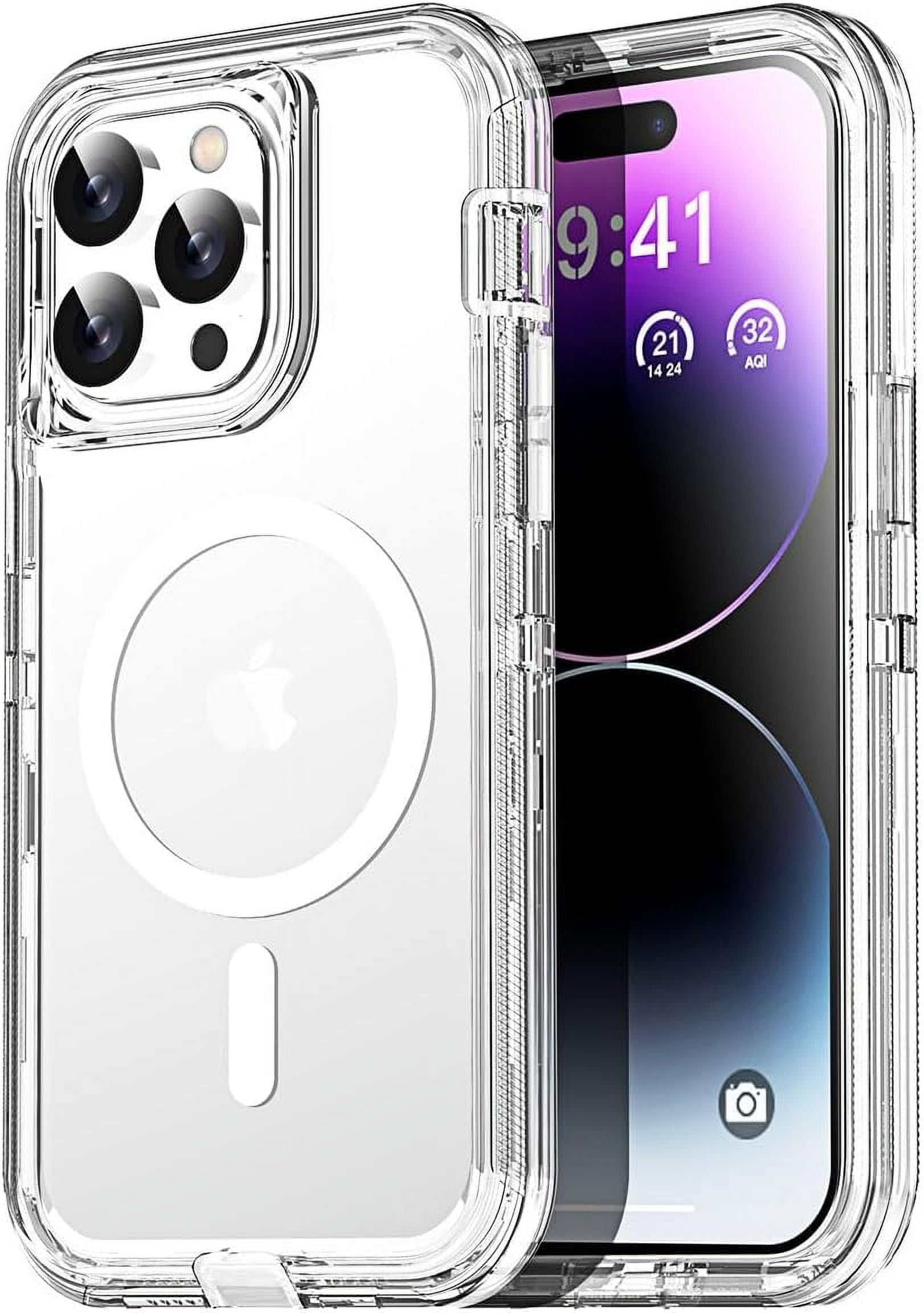 Entronix Magnetic Clear Case for iPhone 13 Pro Max, Triple Layer Heavy Duty Transparent Hard ...