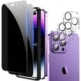Entronix Privacy Tempered Glass Screen and Lens Protector for iPhone 14 Pro Max, Anti-Spy, 2 ...