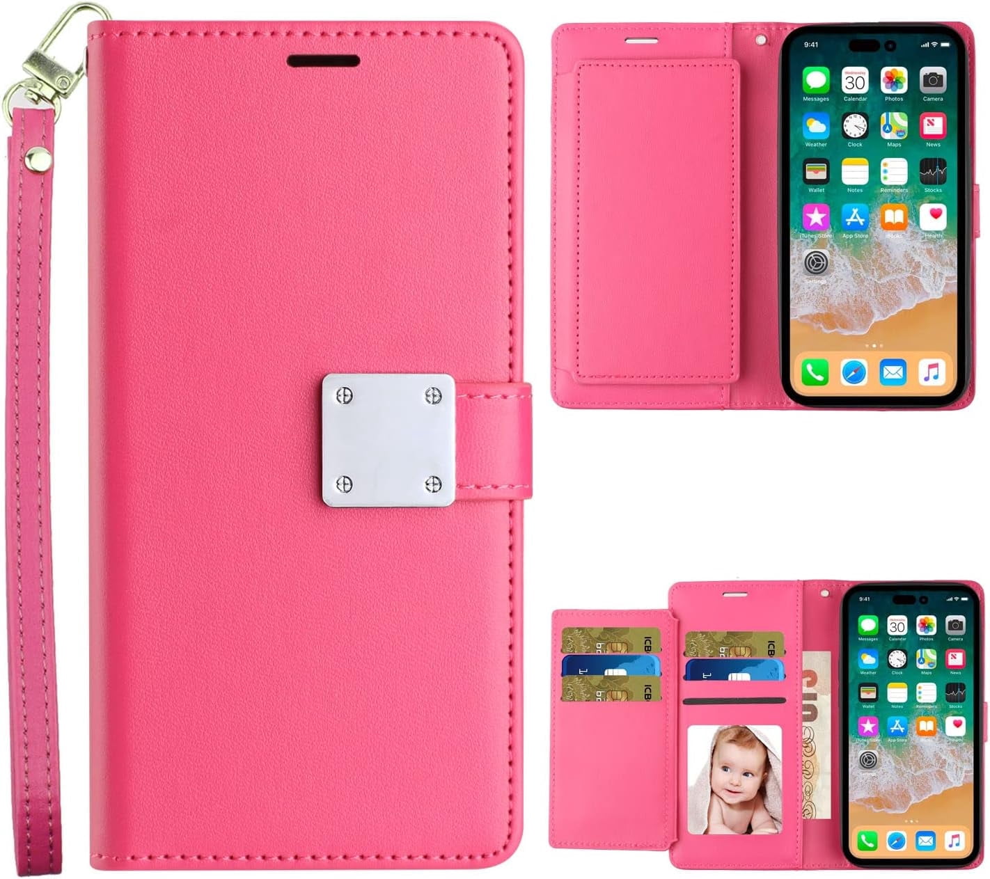 Entronix Phone Case Compatible with iPhone 15 Pro — Foldable PU Leather ...