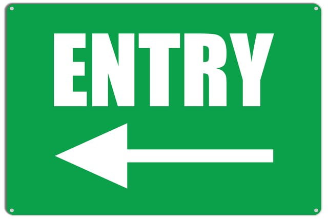Entry (Arrow Left) Sign Caution Safety Aluminum Warning Signs Security ...