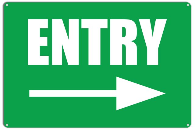 Entry (Arrow Right) Sign Caution Safety Aluminum Warning Signs Security ...