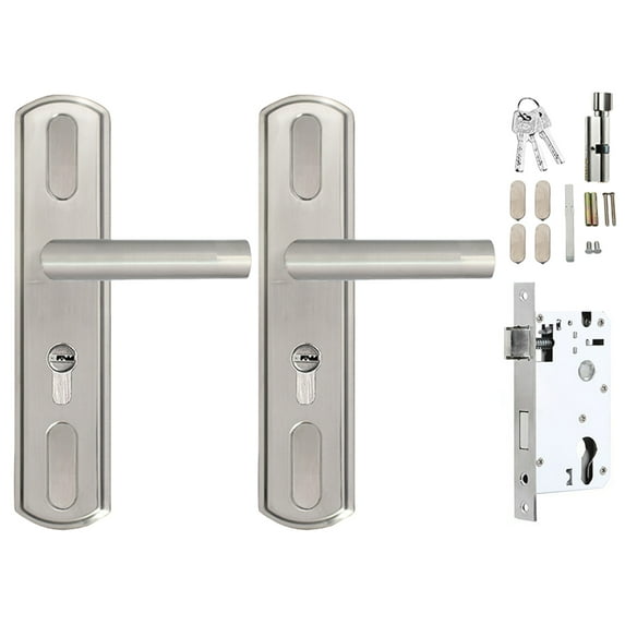 Entry Door Handle with Lock and Keys Stainless Steel Interior Door Lock ...