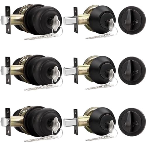 Entry Door Knob Lock Set and Single Cylinder Deadbolt Combination Set ...
