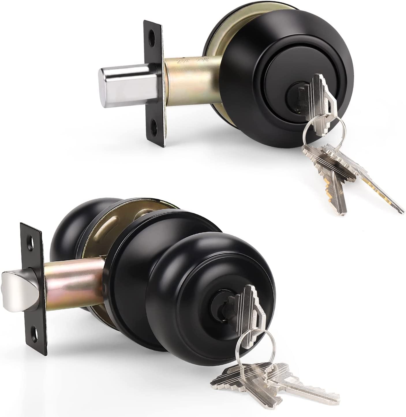 Entry Door Knob and Single Cylinder Deadbolt Lock Set, Exterior Door ...