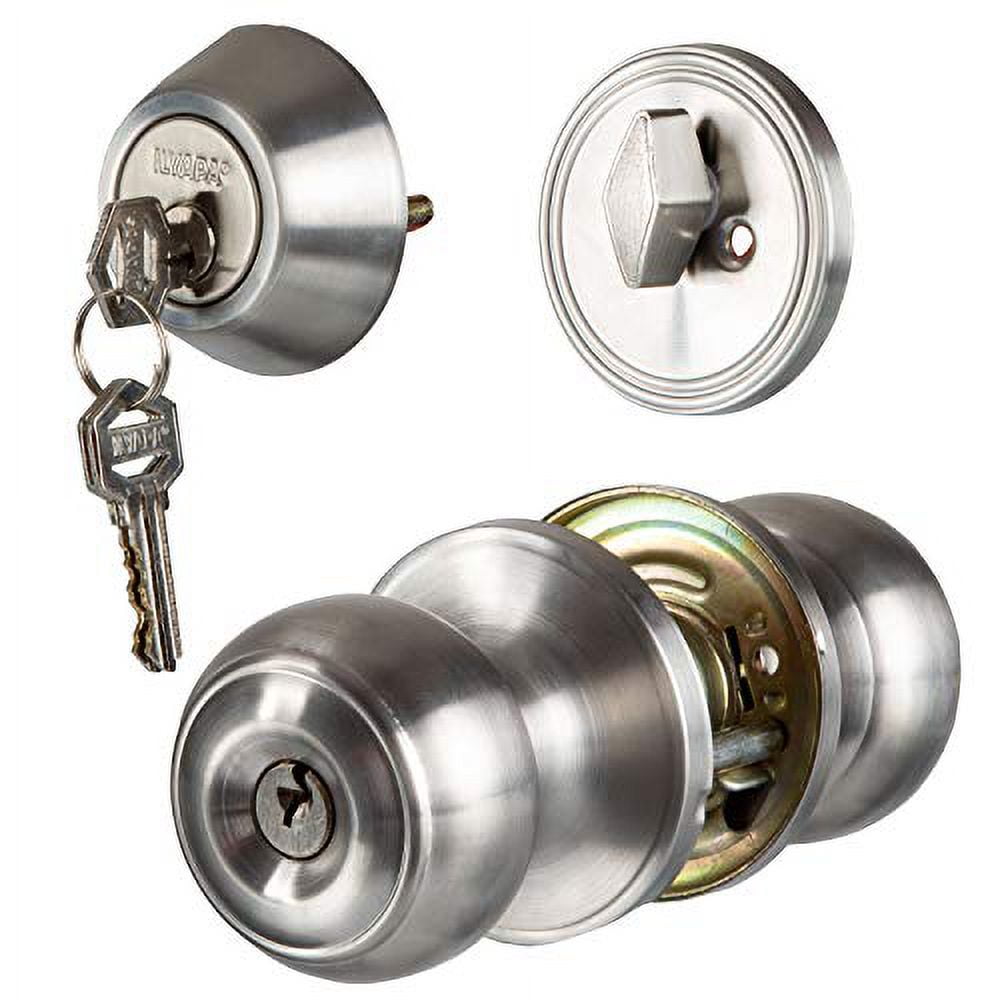 3 Pack Entry Door Knob & Deadbolt Lock Set, Satin Nickel, For Front ...
