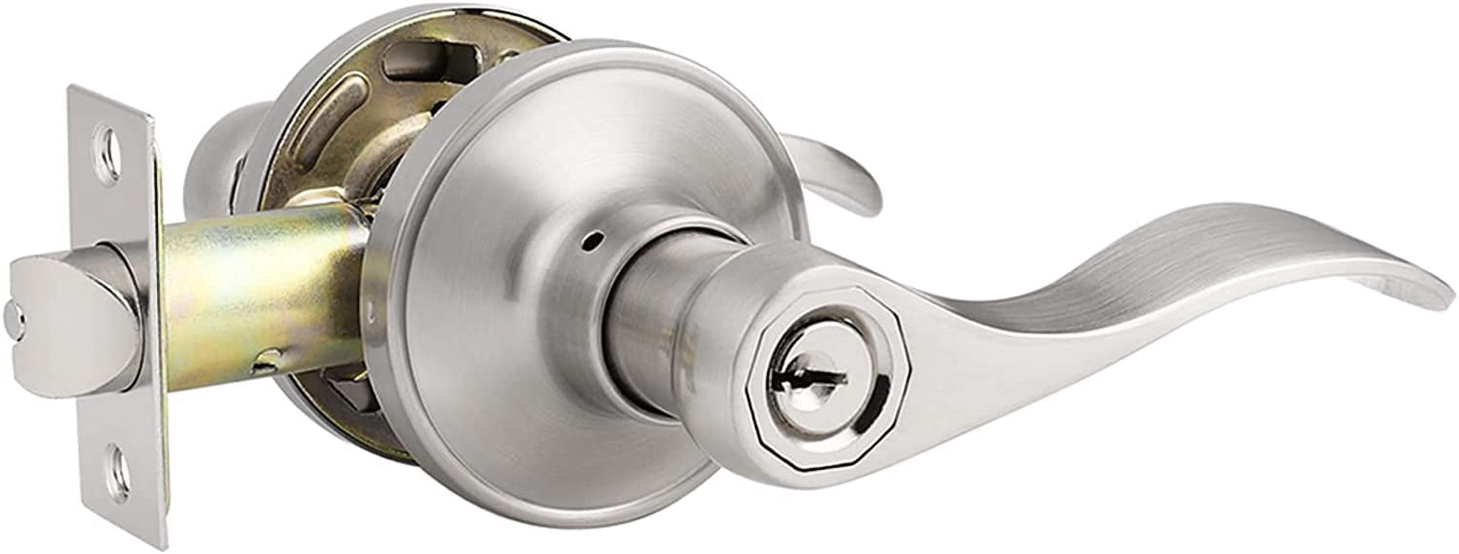 Entry Door Lever with Key Stainless Steel Exterior Door Handle Wave ...